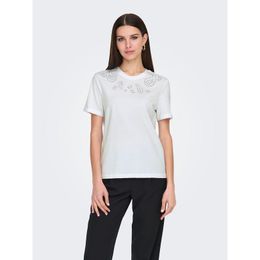 Only Damen Only Kurzarmshirt &raquo;ONLHOLLIS LIFE S/S O-NECK TOP BOX JRS&laquo; wei&szlig; M (38)