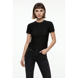 Only Damen Only T-Shirt &raquo;ONLSMILLA NEW S/S TOP JRS&laquo; Materialmix, slim fit, Rundhals schwarz L