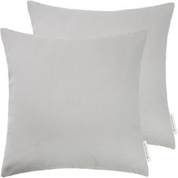 Tom Tailor HOME Dekokissen &raquo;Dove&laquo; unifarben, Kissenh&uuml;llen ohne F&uuml;llung, 2er Pack grau Baumwolle B/L: 50cm x 50cm, 2 Stk.