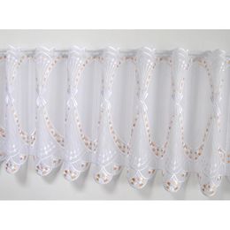 Stickereien Plauen Scheibengardine &raquo;F&auml;cher&laquo; Stangendurchzug 1 Stk. tlg. wei&szlig; Voile, Polyester 40cm, Stangendurchzug, 95cm