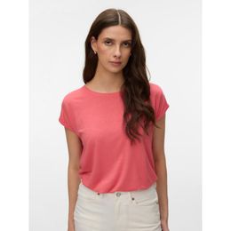 V&eacute;ro Moda Vero Moda Damen Rundhalsshirt &raquo;VMLAVA PLAIN SS TOP LUREX STRIPE&laquo; Viskosemischung, loose fit rosa L