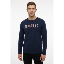 Mustang Herren Mustang Langarmshirt &raquo;Style Adrian&laquo; plakativ bedruckt blau M