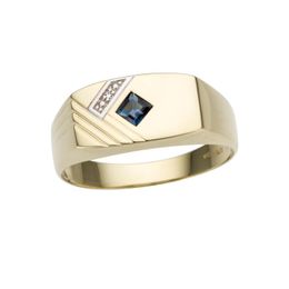 Firetti Herren Diamantring &raquo;Schmuck Geschenk Gold 585&laquo; mit Saphir - mit Brillant blau 22, 0,01 P2 = erkennbare Einschl&uuml;sse, Diamanten Gelbgold 585, 