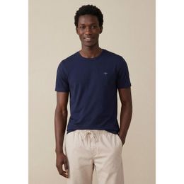 Fynch-Hatton Herren Fynch-Hatton T-Shirt &raquo;Fynch-Hatton Basic T-Shirt&laquo; Sommershirt in unifarben, mit Logostickerei blau M (52)