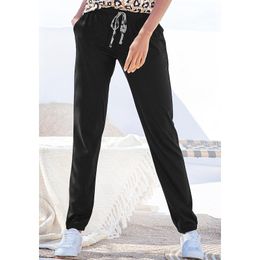 Lascana Damen Lascana Pyjamahose Uni oder mit tollem Animal-Print schwarz 36/38, N-Gr