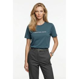 Calvin Klein Jeans Damen T-Shirt &raquo;A- INST. LOGO CLASSIC TEE SS&laquo; mit Logoschriftzug blau XXL