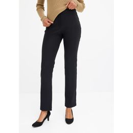bonprix Damen bonprix Stretch-Hose &raquo;Stretch-Hose&laquo; aus Polyester und Viskose, mit Elasthan-Anteil, Regular Fit schwarz 54, K-Gr