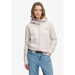 Superdry Damen Kapuzensweatjacke &raquo;SIGNATURE EMB ZIPHOOD&laquo; Baumwollmischung, relaxed fit beige XL