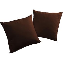 WIRTH Dekokissen &raquo;Newbury&laquo; Kissenh&uuml;lle ohne F&uuml;llung, 2 St&uuml;ck braun Baumwolle, Polyester B/L: 40cm x 40cm, 2 Stk.