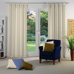 WIRTH Vorhang &raquo;Toco-Karo&laquo; Schlaufen 1 Stk. tlg. beige Chenille, Polyacryl 200cm, Schlaufen, 132cm