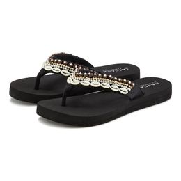Lascana Damen Lascana Badezehentrenner &raquo;Sandale, Badeschuh, Pantolette, Badelatsche, Flip Flop, Sommerschuh,&laquo; Zehentrenner mit Muschel-Imitaten VEGAN 