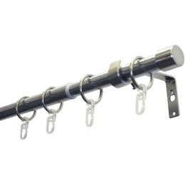 Gardinia Gardinenstange &raquo;Set Metall&laquo; &Oslash; 19 mm 1 l&auml;ufig-l&auml;ufig ausziehbar 1-Lauf silber Aluminium L: 120cm - 190cm &Oslash; 19mm, 1 Stk., 1 l&auml;ufig
