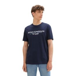 Tom Tailor Denim Herren Tom Tailor Denim Rundhalsshirt mit verschiedenen Logo Prints blau S