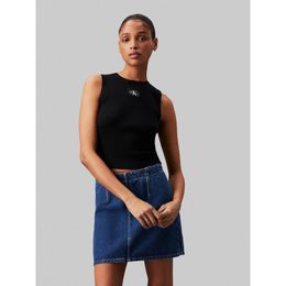 Calvin Klein Jeans Damen Pullunder &raquo;WOVEN LABEL SWEATER TANK TOP&laquo; mit Logopatch schwarz L (40)