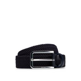 BOSS Herren BOSS Flechtg&uuml;rtel &raquo;Clorio&laquo; mit BOSS Logo-Schriftzug auf der Schlie&szlig;e und Leder-Schlaufe blau 85