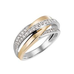 Firetti Damen Fingerring &raquo;Schmuck Geschenk Silber 925 Silberring&laquo; mit Zirkonia (synth.) gold 52, Silber 925 (Sterlingsilber), 3,3mm