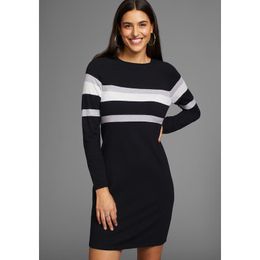 Laura Scott Damen Strickkleid in figurnaher Form mit Zierstreifen schwarz 36, N-Gr