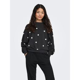 Only Damen Only Sweatshirt &raquo;ONLBROOKE L/S O-NECK FLOWER SWT&laquo;, Baumwollmischung, regular fit schwarz XS