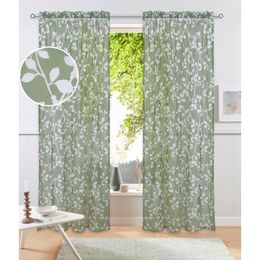 OTTO home Gardine &raquo;Issoire&laquo; Stangendurchzug 1 Stk. tlg. Wohnzimmer, Schlafzimmer, Esszimmer, gemustert, modern gr&uuml;n Polyester 245cm, Stangendurchzug, 
