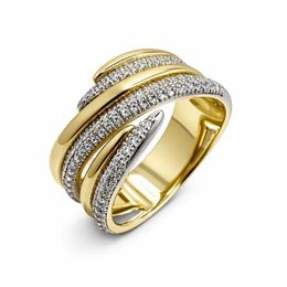 Firetti Damen Fingerring &raquo;Schmuck Geschenk Silber 925 Damenring Ring bicolor&laquo; mit Zirkonia (synth.) gold 56, Silber 925 (Sterlingsilber), 9,4mm