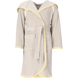 Vossen Kinderbademantel &raquo;Mimmi&laquo; 1 Stk. f&uuml;r M&auml;dchen & Jungen, mit Kapuze & kontrastfarbigen Einfassung grau Rundstrickware 110/116 L: 72cm