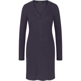 Triumph Damen Nachthemd mit V-Ausschnitt, kniebedeckend, Kopfleiste grau 36, N-Gr