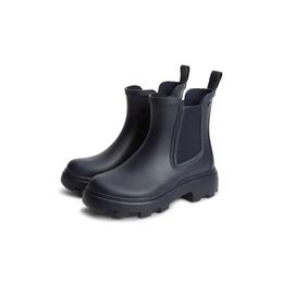 Tommy Hilfiger Damen Chelseaboots &raquo;RUBBER FLAG CLEATED RAINBOOT&laquo; Stiefelette, Rainboots mit beidseitigem Stretcheinsatz blau 39