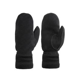 Pearlwood Damen Pearlwood Lederhandschuhe &raquo;CROWE&laquo; Fausthandschuh, Strickb&uuml;ndchen, warm gef&uuml;ttert schwarz 8,5