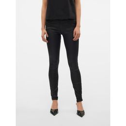 V&eacute;ro Moda Vero Moda Damen Skinny-fit-Jeans &raquo;VMFLASH MR SKINNY COATED PANTS NOOS&laquo; mit beschichteter Lederimitat Optik, skinny fit schwarz XL (42), L&auml;nge 32