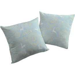 WIRTH Dekokissen &raquo;Swift&laquo; Kissenh&uuml;lle ohne F&uuml;llung, 2 St&uuml;ck blau Baumwolle B/L: 40cm x 40cm, 2 Stk.