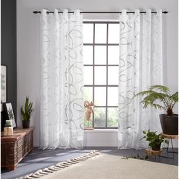 Bruno Banani Gardine &raquo;Tilo&laquo; &Ouml;sen 1 Stk. tlg. transparent, Ausbrenner, gewebt, verschiedene Gr&ouml;&szlig;en wei&szlig; Ausbrenner, Polyester, Viskose 145cm, &Ouml;sen, 140cm