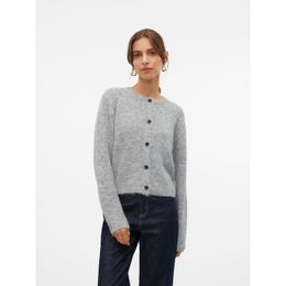 V&eacute;ro Moda Vero Moda Damen Strickjacke &raquo;VMNOVAH LS O-NECK BUTTON CARDI GA NOOS&laquo; Materialmix, regular fit grau XL