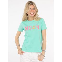Zwillingsherz Damen T-Shirt &raquo;"MoinZH"&laquo; Kurzarm, Rundhalsausschnitt, Stickerei, Baumwollmischung gr&uuml;n L