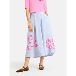 LIEBLINGSST&Uuml;CK Lieblingsst&uuml;ck Damen Midirock &raquo;FrankaL&laquo; mit gestickten Details, Elastikbund blau 40