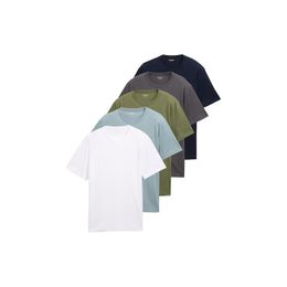 Tom Tailor Herren Tom Tailor T-Shirt Packung, 5 mit Logo Print wei&szlig; L