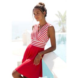 Lascana Damen Lascana Sommerkleid &raquo;mit Streifenprint, b&uuml;gelfreie Qualit&auml;t, maritim&laquo; tailliertes Minikleid, Streifenkleid, elegantes Strandkleid, 