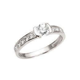 Firetti Damen Goldring &raquo;Schmuck Geschenk Gold 333 Vorsteckring, Verlobungsring&laquo; mit Zirkonia (synth.) wei&szlig; 17, Wei&szlig;gold 333, 2,4mm