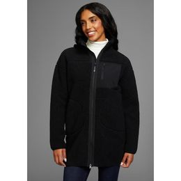 Polarino Damen Fleecejacke Teddy Fleece Jacke, Oversize schwarz 36/38