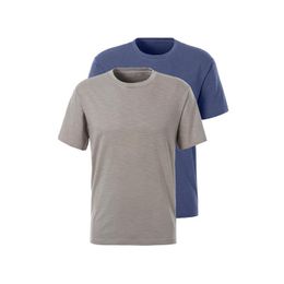 John Devin Herren T-Shirt &raquo;mit Slub-Garn Struktur&laquo; Packung, 2er-Pack, 2 Stk. aus leichter, strukturierter Baumwollqualit&auml;t - im 2er-Sparpack blau XL (