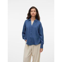 V&eacute;ro Moda Vero Moda Damen Langarmbluse &raquo;VMMELANEY QUEENY LS SHIRT WVN NOOS&laquo; Kunstfaser, loose fit blau S