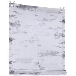 Kutti Raffrollo &raquo;Claude&laquo; mit Hakenaufh&auml;ngung ohne Bohren freih&auml;ngend wei&szlig;, halbtransparent, bedruckt, Polyester, mit Fensterhaken schwarz Obermaterial: 100%