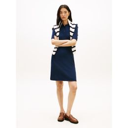 Tommy Hilfiger Damen Strickkleid &raquo;SOFT WOOL HALF SL F&F POLO DRESS&laquo; aus reiner Wolle blau M (38), N-Gr