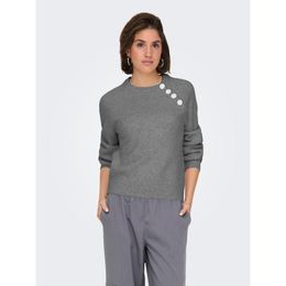 Only Damen Only Strickpullover &raquo;ONLLAUREN LIFE LS O-NECK BUTTON KNT&laquo; grau XS