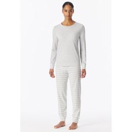 Schiesser Damen Schlafanzug &raquo;Casual Essentials&laquo; 2 Baumwolle, Rundhalsausschnitt, lang&auml;rmelig 46