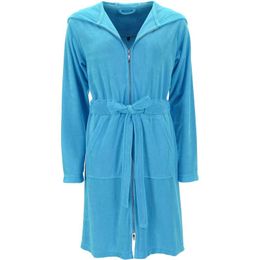 Vossen Bademantel &raquo;Tampa, ideal f&uuml;r Sauna & Spa, Hotelbademantel, Morgenmantel&laquo; 1 Stk. K&auml;ngurutasche, Rei&szlig;verschluss blau Baumwoll-Mix L L: 95cm