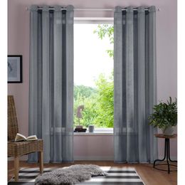 OTTO home Gardine &raquo;Mara&laquo; &Ouml;sen 1 Stk. tlg. transparent, Leinen Optik, monochrom, basic grau Polyester 145cm, &Ouml;sen, 140cm