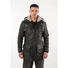 Mauritius Herren Parka &raquo;MMUnimak&laquo; mit Kapuze aus Leder mit textilen Details schwarz 4XL (60) Trachtenmode