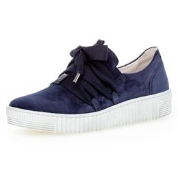 Gabor Damen Plateausneaker Slip-On Sneaker, Slipper, Schn&uuml;rschuh mit aufgesetzter Schn&uuml;rung blau 36