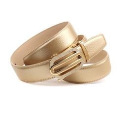 Anthoni Crown Damen Lederg&uuml;rtel Bombiert, helle Innenseite gold 105