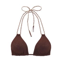 s.Oliver Damen s.Oliver Triangel-Bikini-Top &raquo;Ada&laquo; in gemusterter Strukturware braun 38, Cup C/D